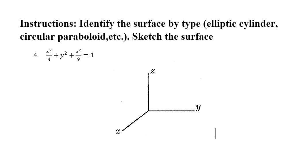 Solved Instructions: Identify the surface by type (elliptic | Chegg.com