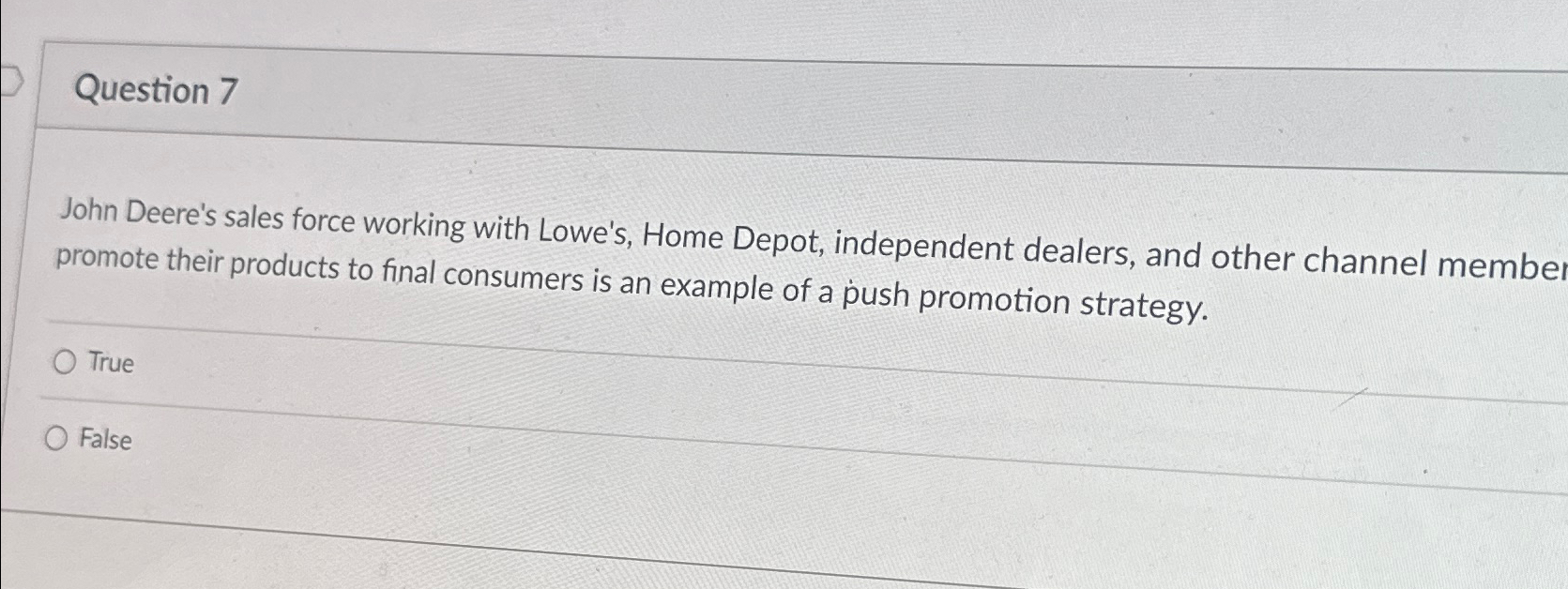 Solved Question 7John Deere's sales force working with | Chegg.com