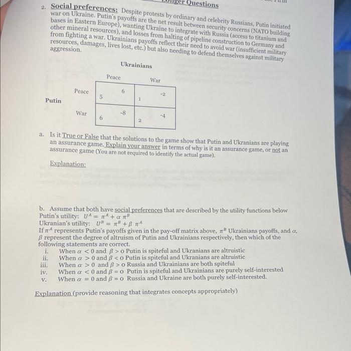 2. Social preferences: Despite protests by ordinary | Chegg.com