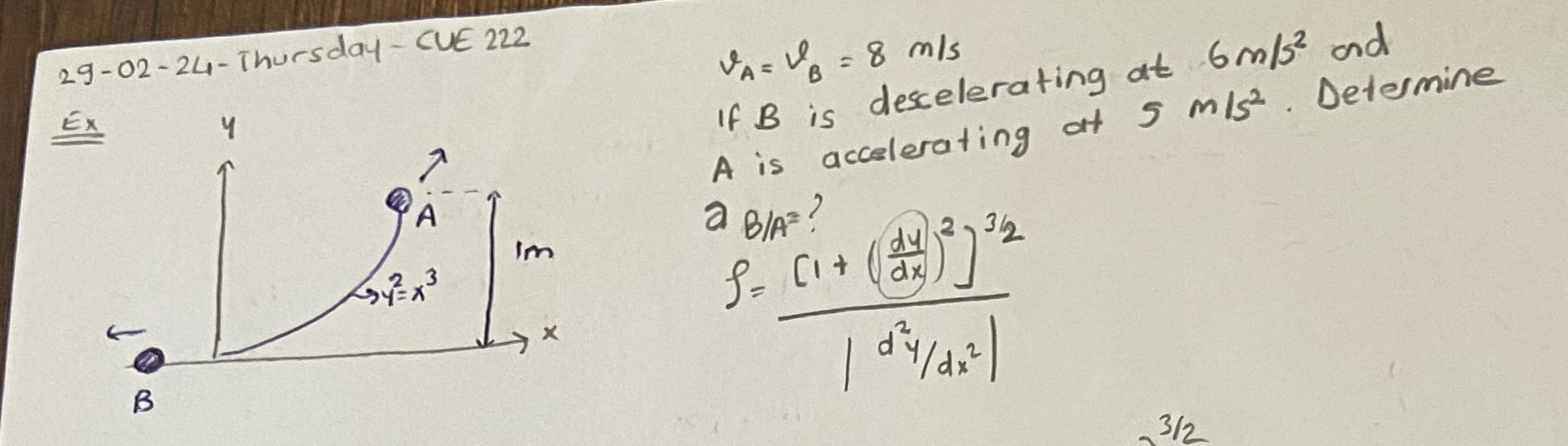 29-02-24-Thursday - ﻿CUE 222vA=vB=8msIf B ﻿is | Chegg.com