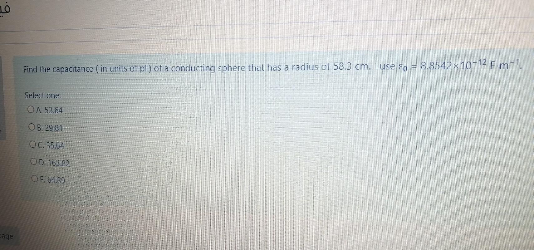 Solved فد Find the capacitance ( in units of pF) of a | Chegg.com