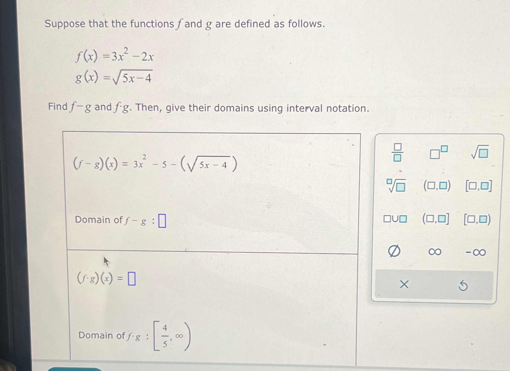Solved Suppose that the functions f ﻿and g ﻿are defined as | Chegg.com