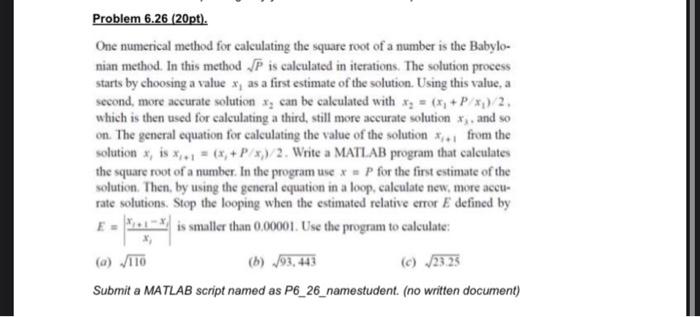 Solved Problem 626 20pt One Numerical Method For 2155
