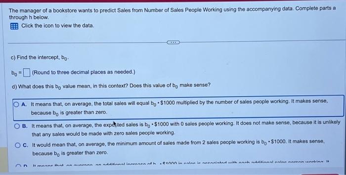 Solved The manager of a bookstore wants to predict Sales | Chegg.com