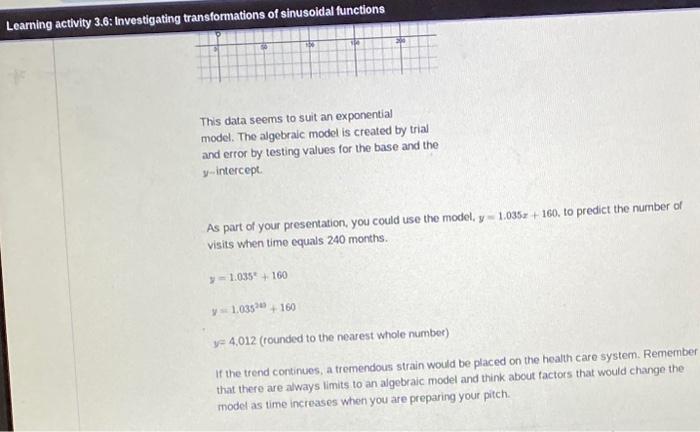 Solved This data seems to suit an exponential model. The | Chegg.com