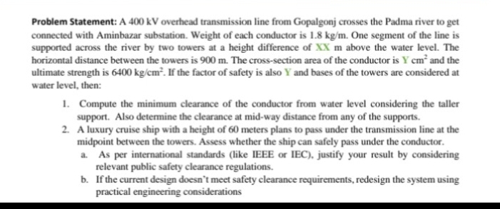 Solved Problem Statement: A 400 ﻿kV overhead transmission | Chegg.com