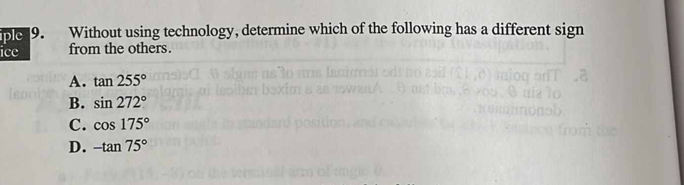 Solved Without using technology, determine which of the | Chegg.com