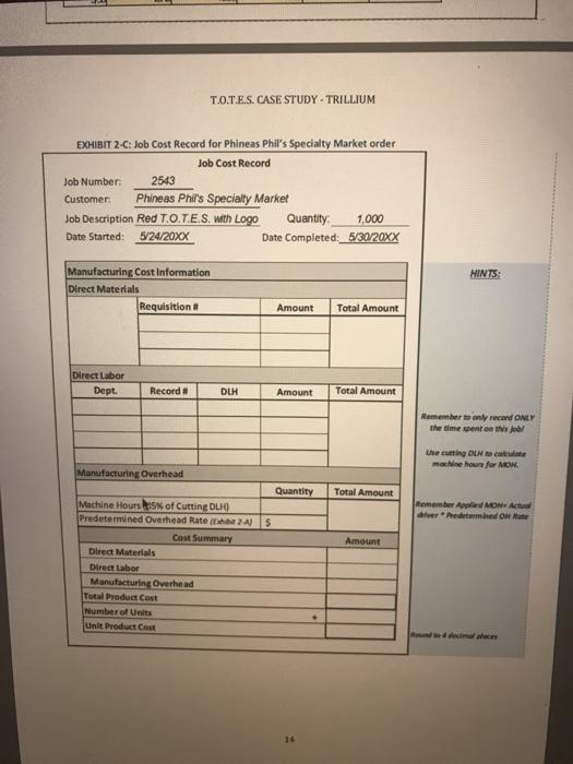 T.OTES CASE STUDY TRILLIUM COMPANY DESCRIPTION AND | Chegg.com