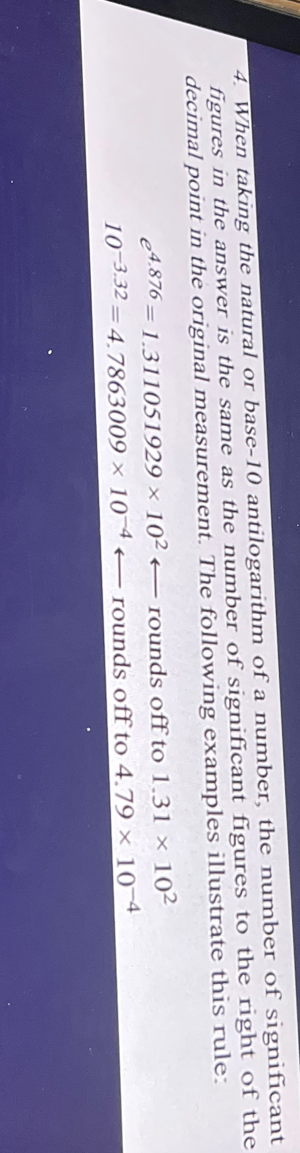 Solved When taking the natural or base-10 ﻿antilogarithm of | Chegg.com
