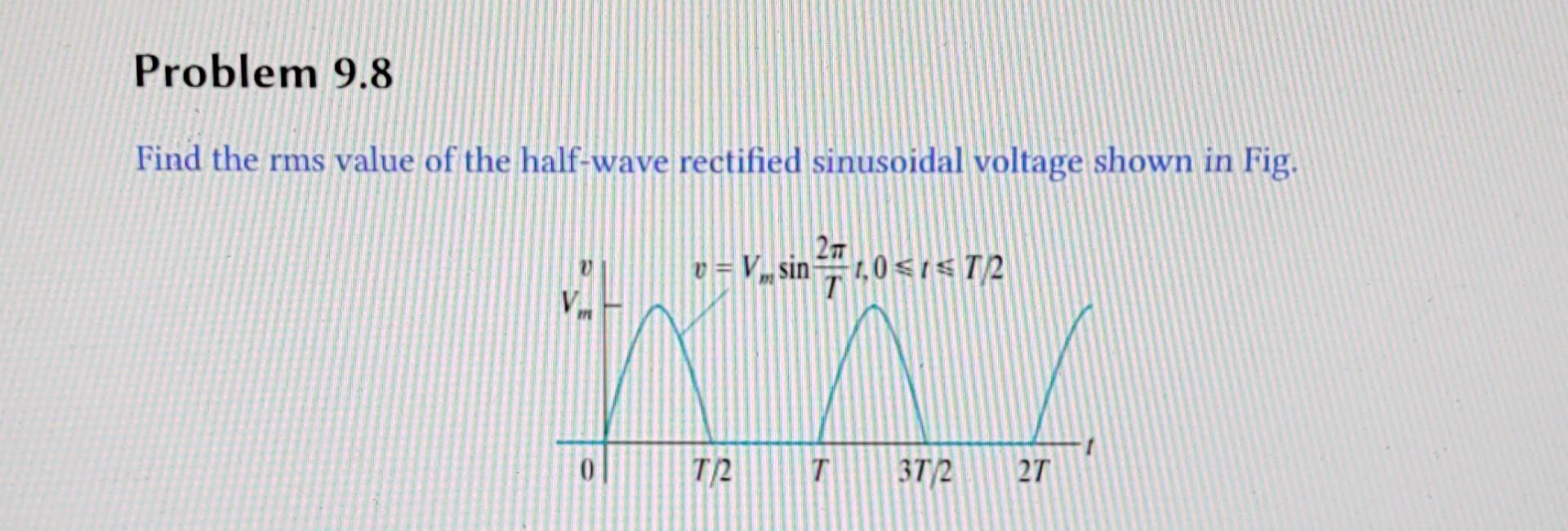 Solved Find the rms value of the half-wave rectified | Chegg.com
