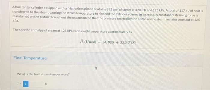 Solved A horizontal cylinder equipped with a frictionless | Chegg.com