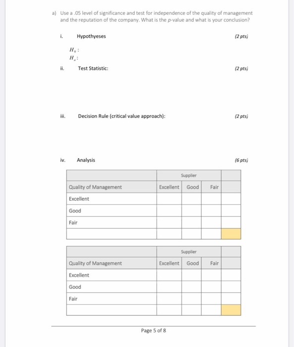 Solved 2: Company Reputation and Management Quality Survey. | Chegg.com