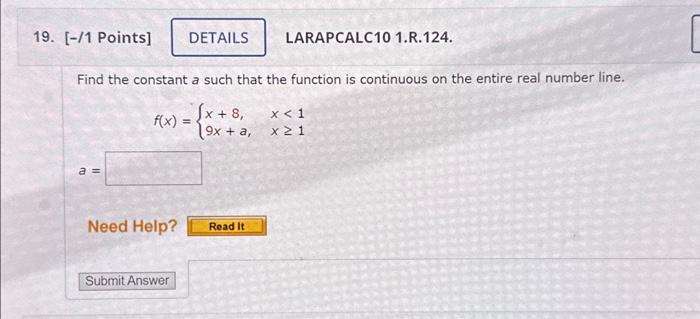 Solved Find the constant a such that the function is | Chegg.com