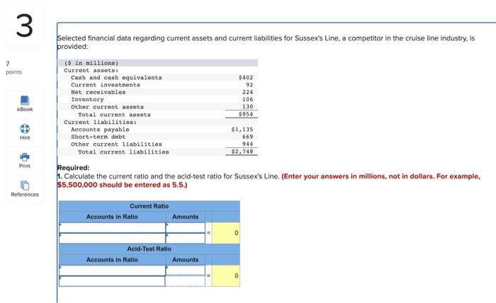 Solved Selected financial data regarding current assets and | Chegg.com
