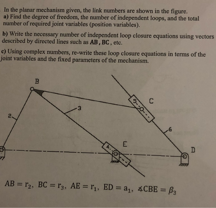 Solved In the planar mechanism given, the link numbers are | Chegg.com