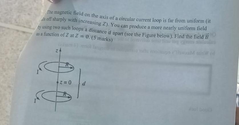 Solved The magnetic field on the axis of a circular current | Chegg.com