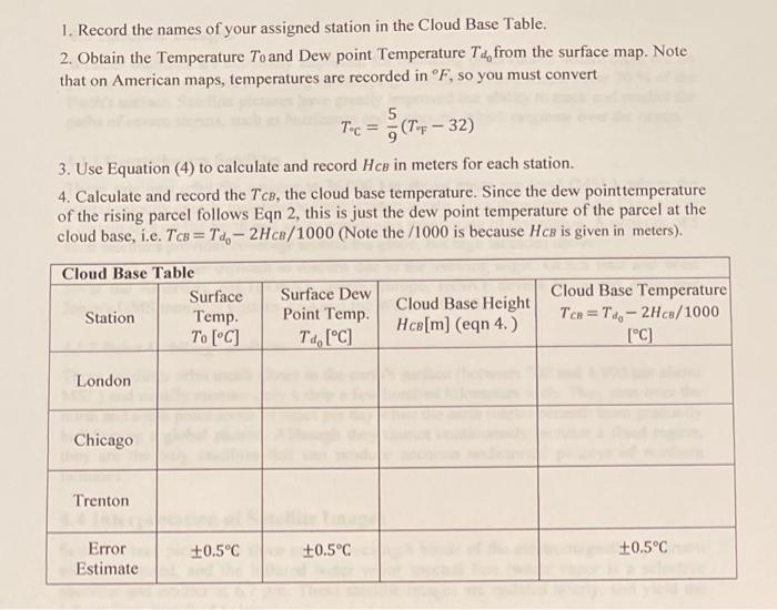 Solved 4.1.3 Exercise: Estimation of Cloud Base Height... | Chegg.com