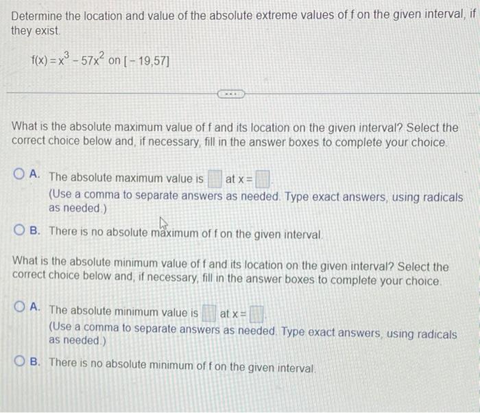 Solved Determine the location and value of the absolute | Chegg.com