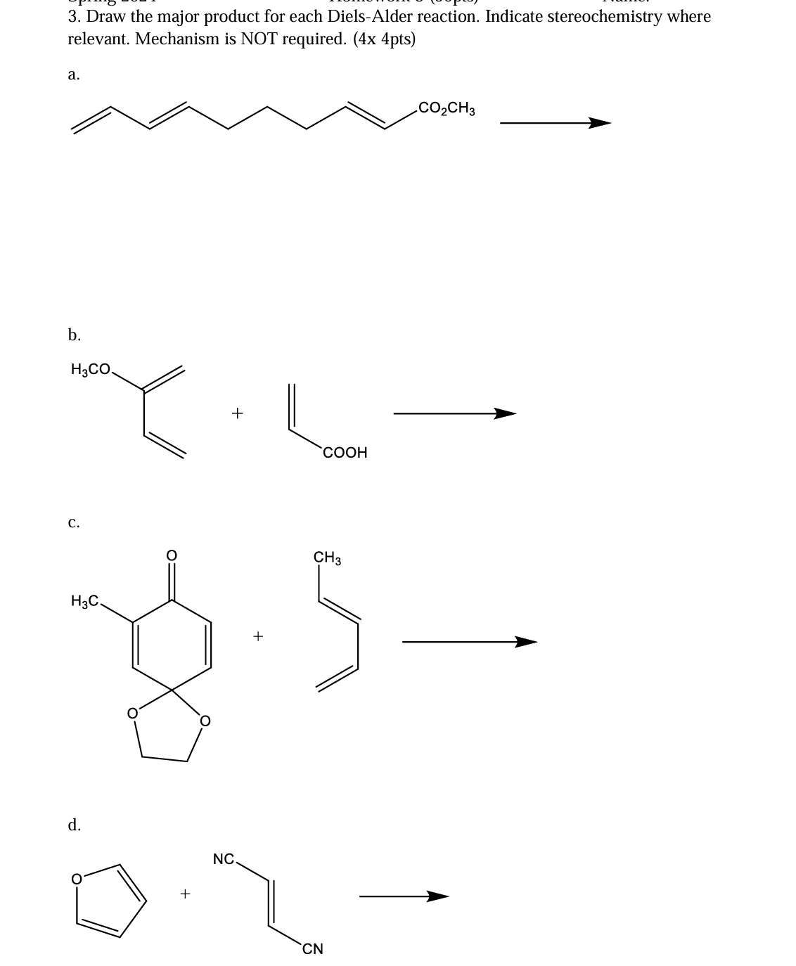 Solved Draw the major product for each Diels-Alder reaction. | Chegg.com