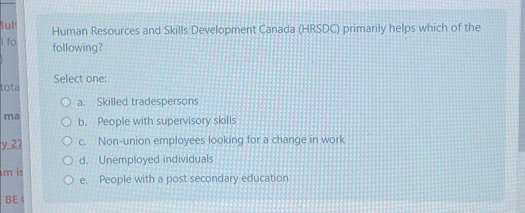 Solved Human Resources and Skills Development Canada (HRSDC) | Chegg.com