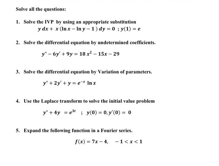 Solve all the questions:Solve the IVP by using an | Chegg.com