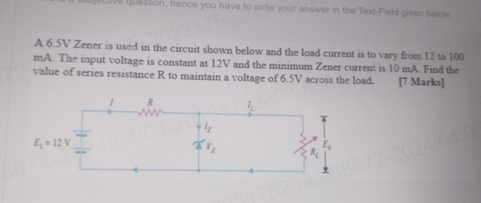 Solved A 6.5V ﻿Zener is used in the circuit shown below and | Chegg.com