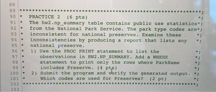 PRACTICE 2 ( 6 pts) * The hw2.np_summary table | Chegg.com