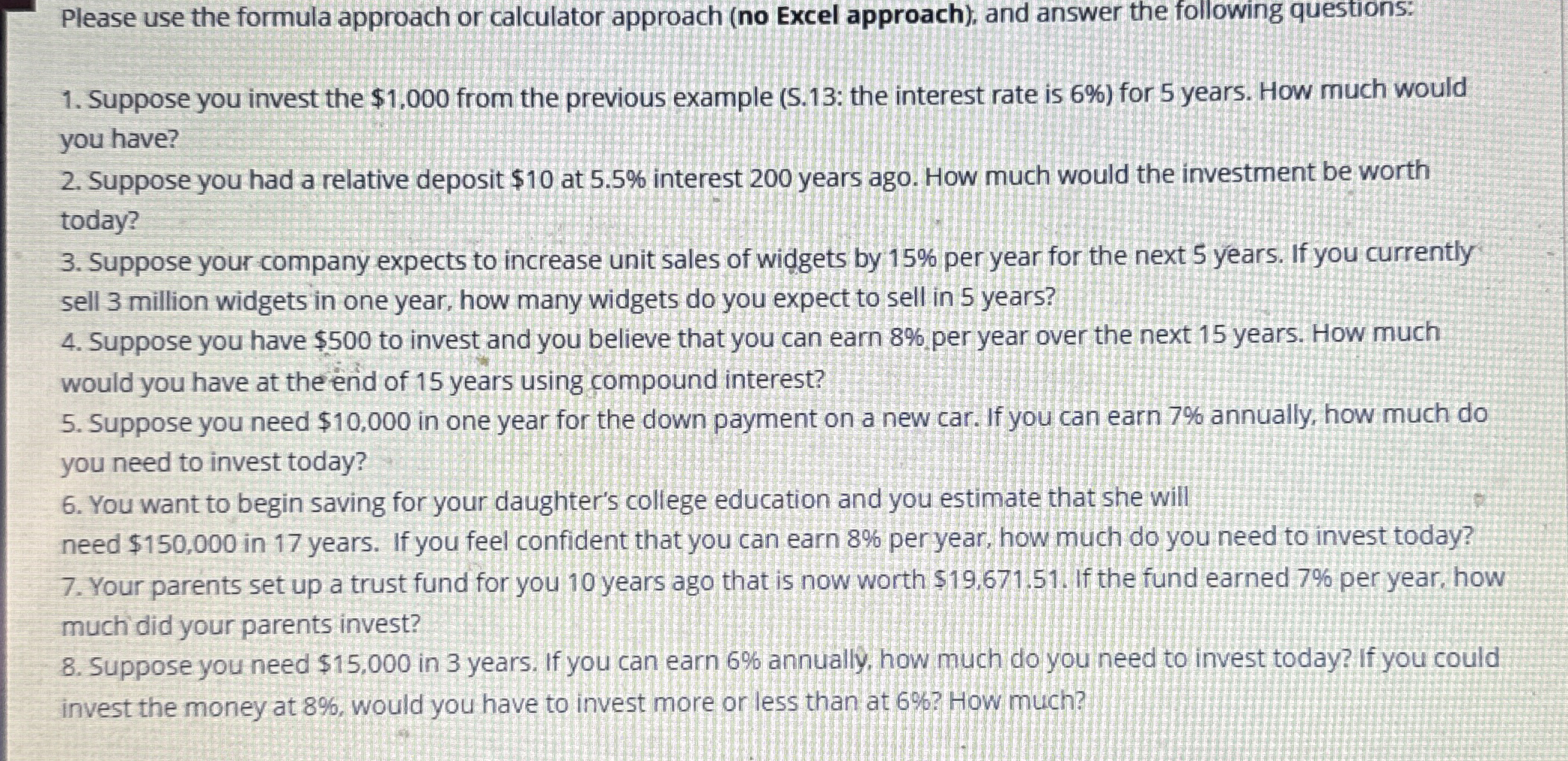 Solved Please use the formula approach or calculator | Chegg.com