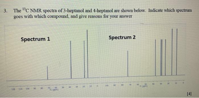 Solved 3. The C NMR spectra of 3-heptanol and 4-heptanol are | Chegg.com
