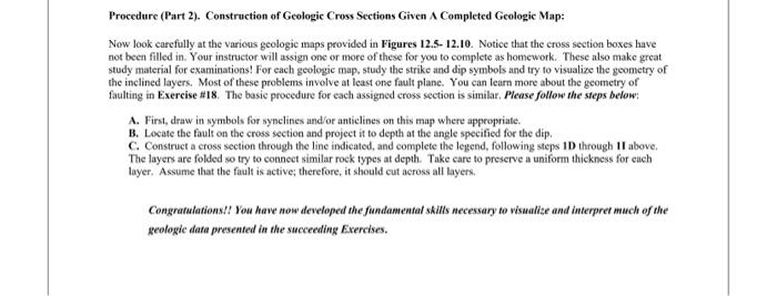 Solved Procedure (Part 2). Construction of Geologic Cross | Chegg.com