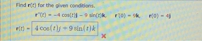 Solved Find r(t) for the given conditions. | Chegg.com