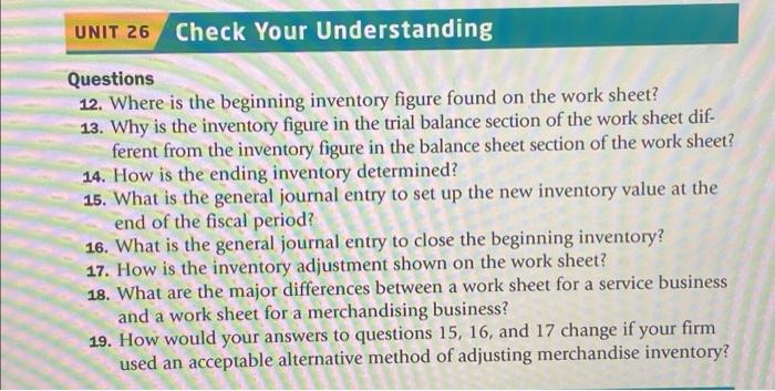Solved UNIT 26 Check Your Understanding Questions 12. Where | Chegg.com