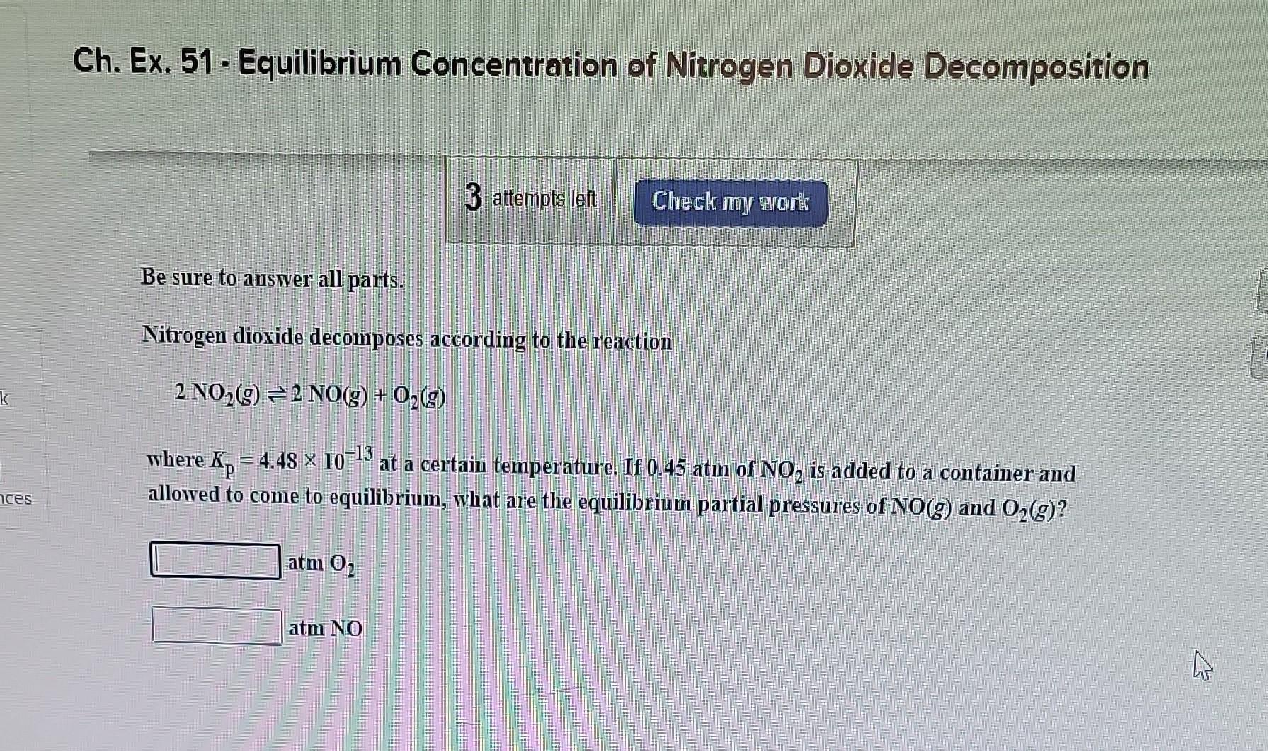 Solved Ch. Ex. 51 - Equilibrium Concentration of Nitrogen | Chegg.com