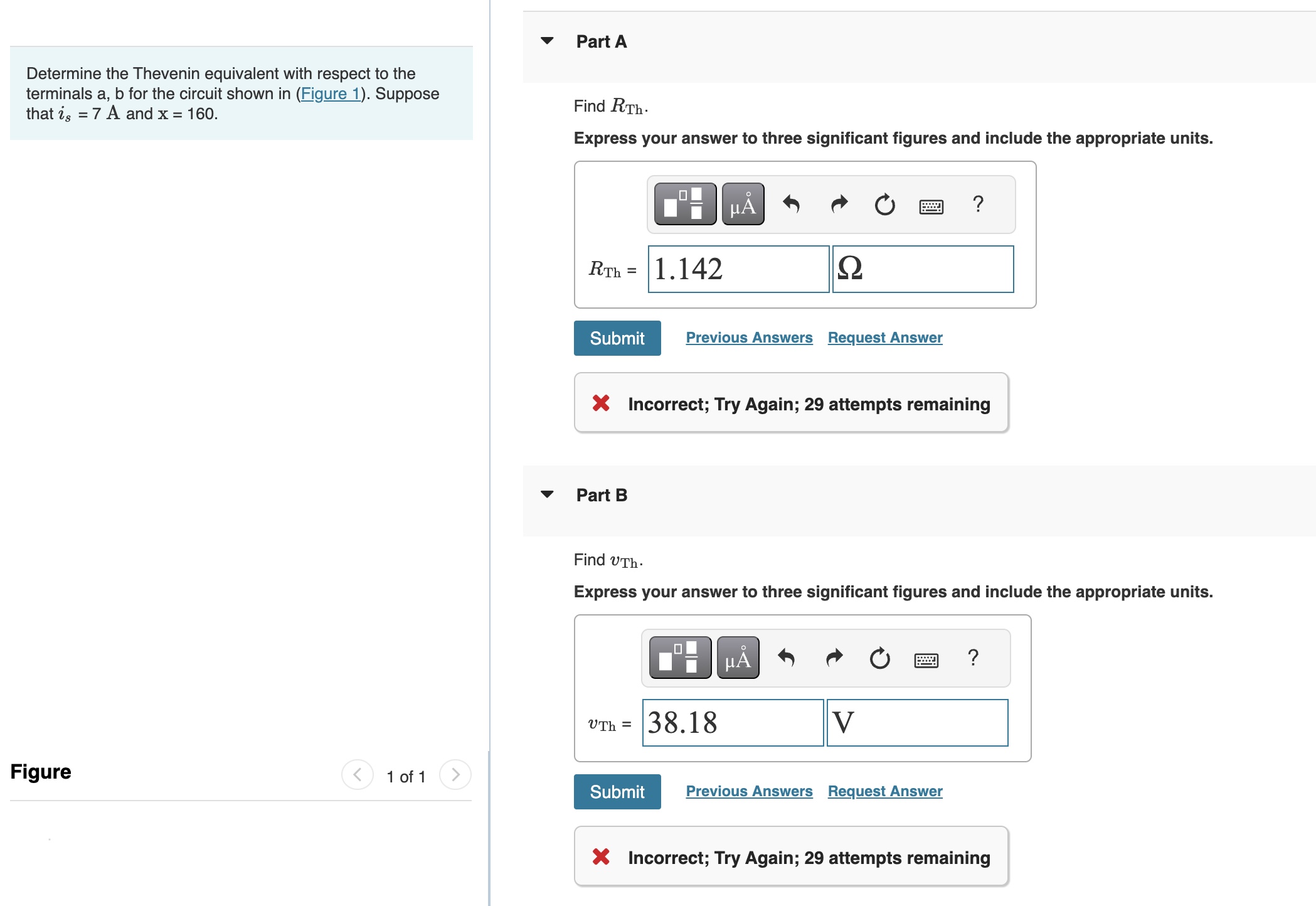 Solved Part ADetermine the Thevenin equivalent with respect | Chegg.com