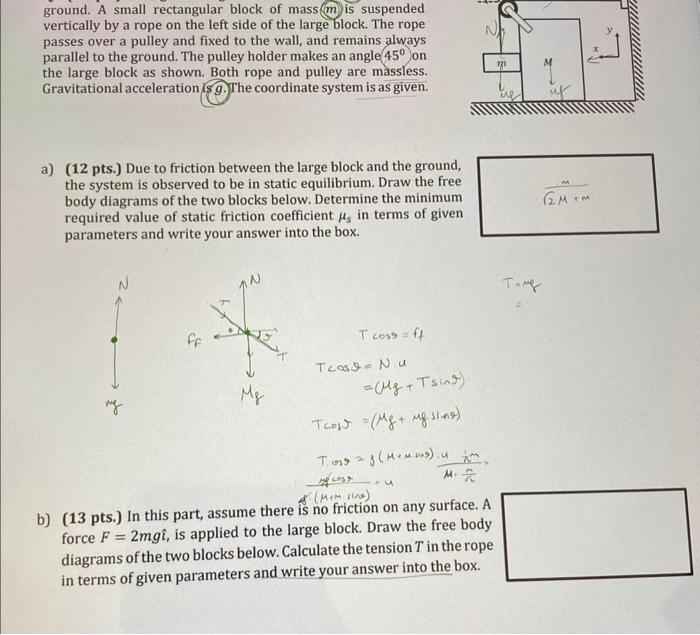 Solved ground. A small rectangular block of mass m is | Chegg.com