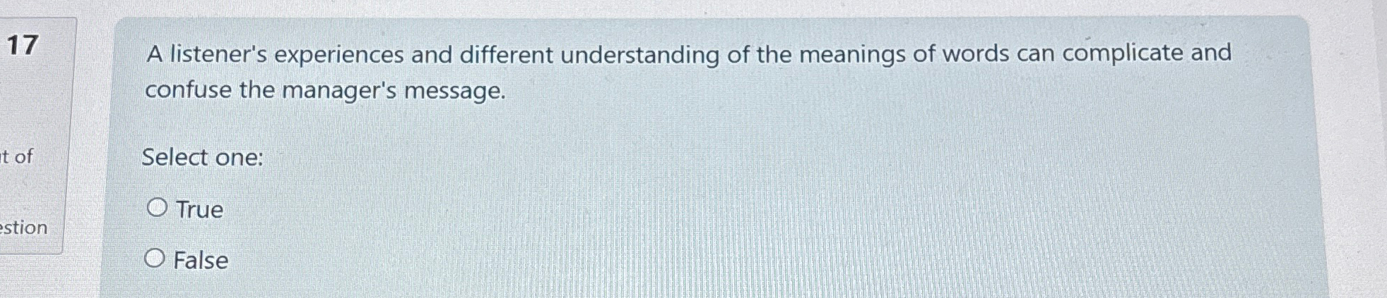 Solved 17A listener's experiences and different | Chegg.com
