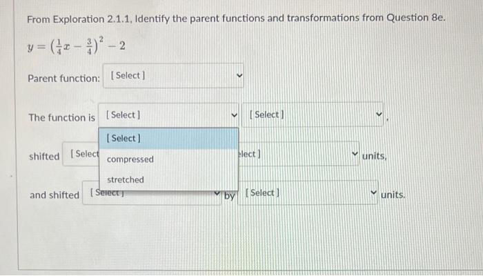 Solved From Exploration 2.1.1, Identify the parent functions | Chegg.com