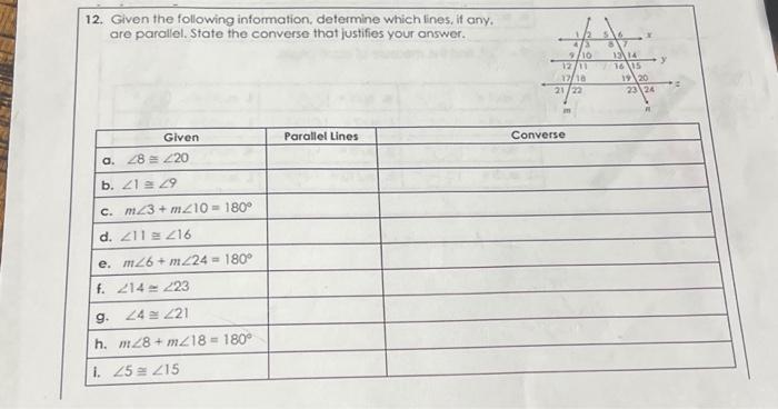 Solved 12. Given the following information, determine which | Chegg.com