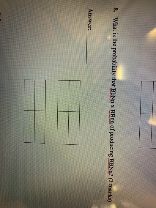 Solved 8. What is the probability that BbNn x BBnn of | Chegg.com