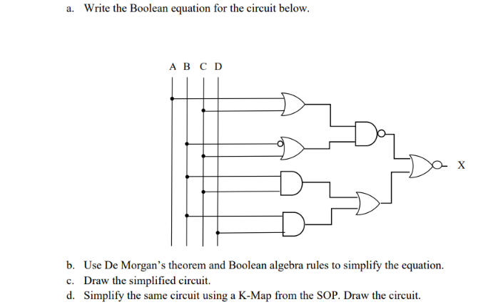 Solved A Write The Boolean Equation For The Circuit Below