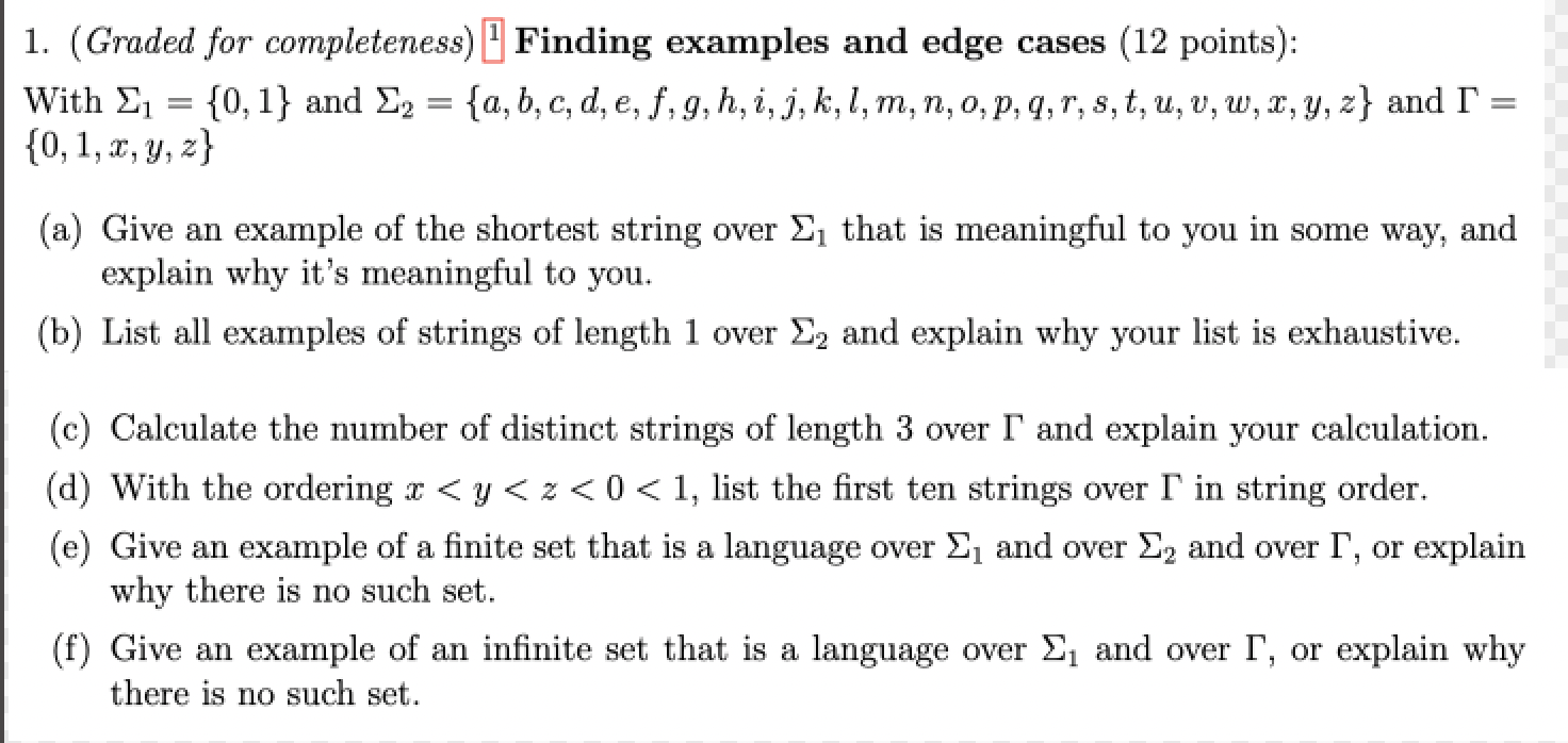 Solved (Graded for completeness) ?1 ﻿Finding examples and | Chegg.com