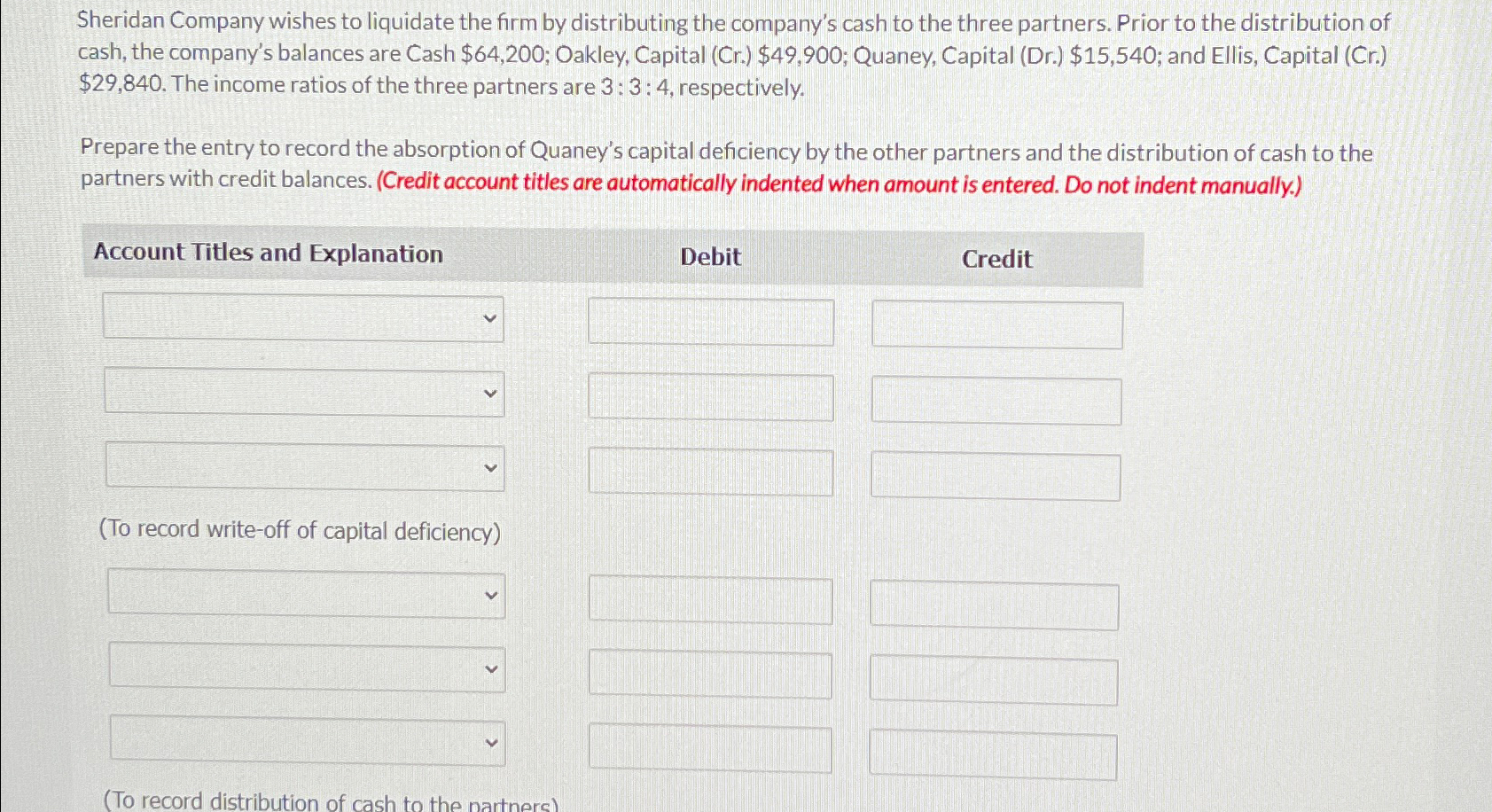 Solved Sheridan Company wishes to liquidate the firm by | Chegg.com