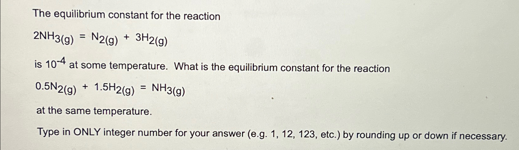 Solved The equilibrium constant for the | Chegg.com