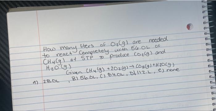 Solved How many liters of O2(g) are needed to react | Chegg.com