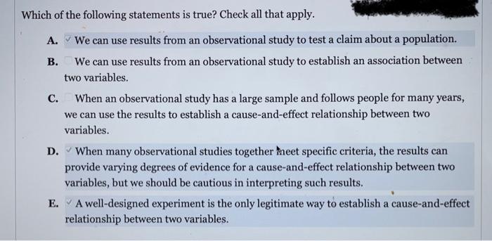 Solved Which of the following statements is true? Check all | Chegg.com