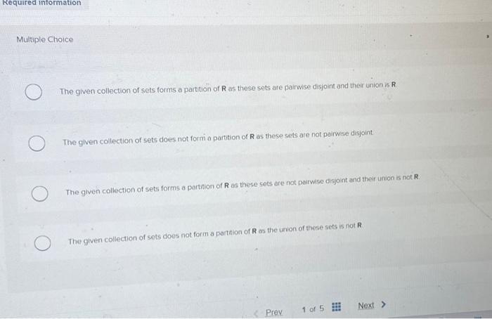 Solved Ch 09Sec5 Ex 46 MAIN - Partitions of the Set of Real | Chegg.com