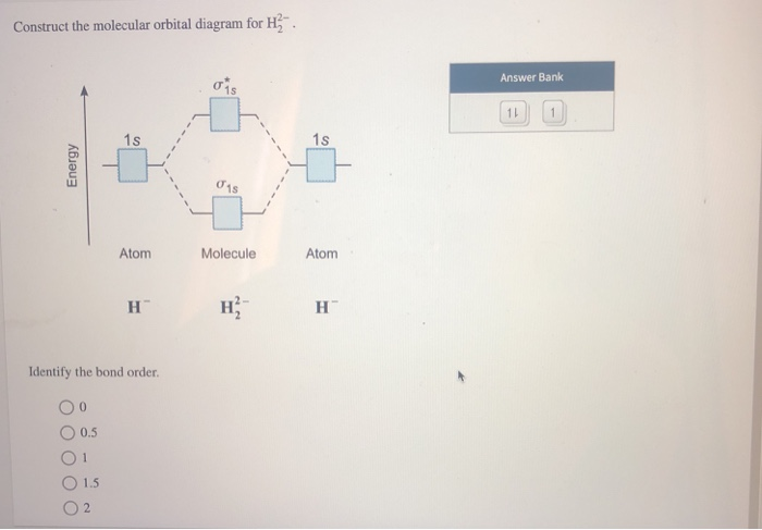 Solved Construct The Molecular Orbital Diagram For H Answer