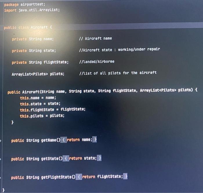 Solved airline.java is spolt into 2 pictures. you fill find | Chegg.com