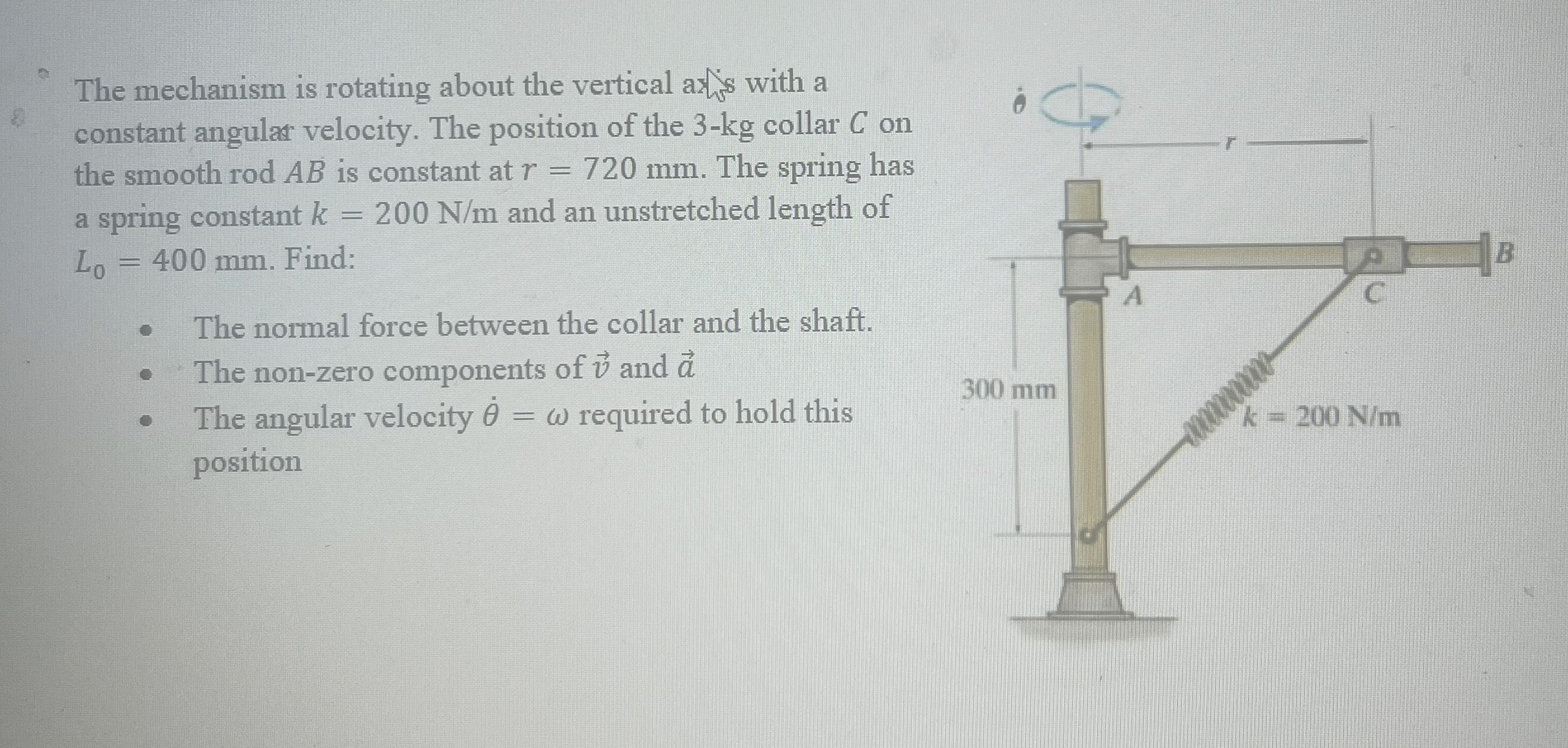 Solved The mechanism is rotating about the vertical ax with | Chegg.com