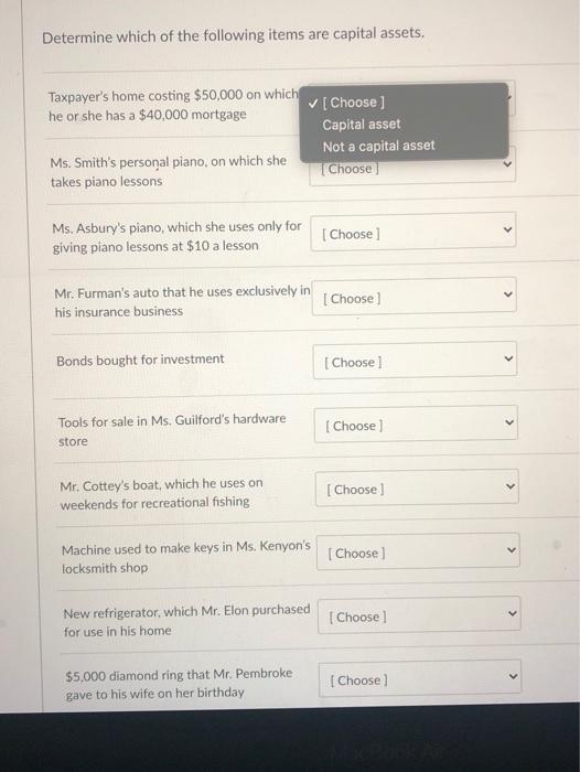 Solved Determine which of the following items are capital | Chegg.com